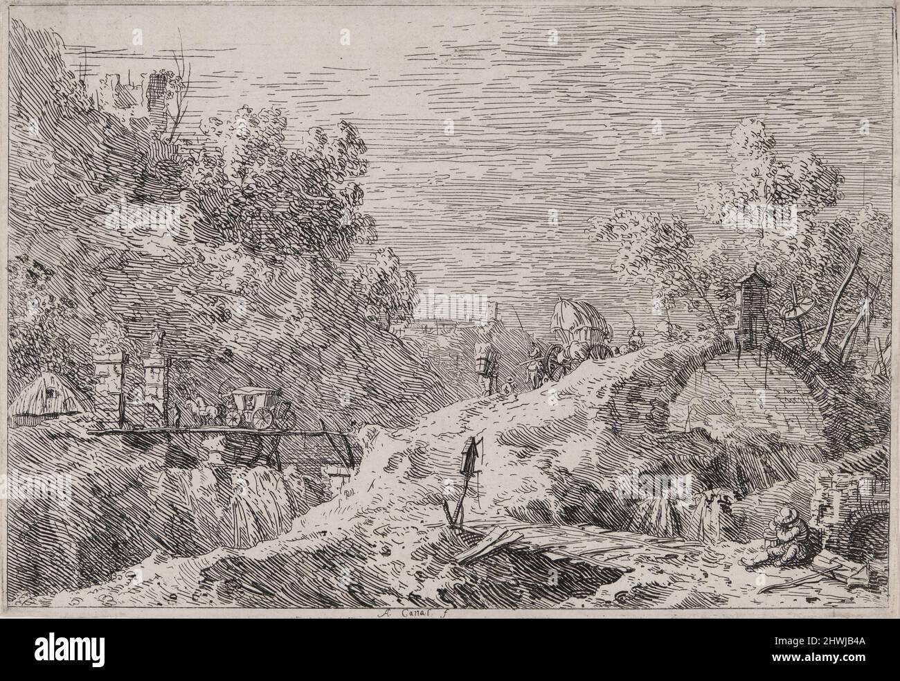 Mountain Landscape with Five Bridges, from the series Vedute (Views ...