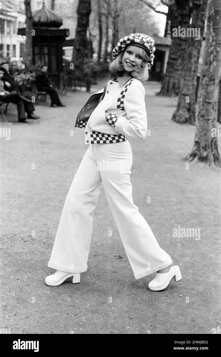 Model Jo Howard pictured wearing Oxford bags and battle blouse - Ready ...