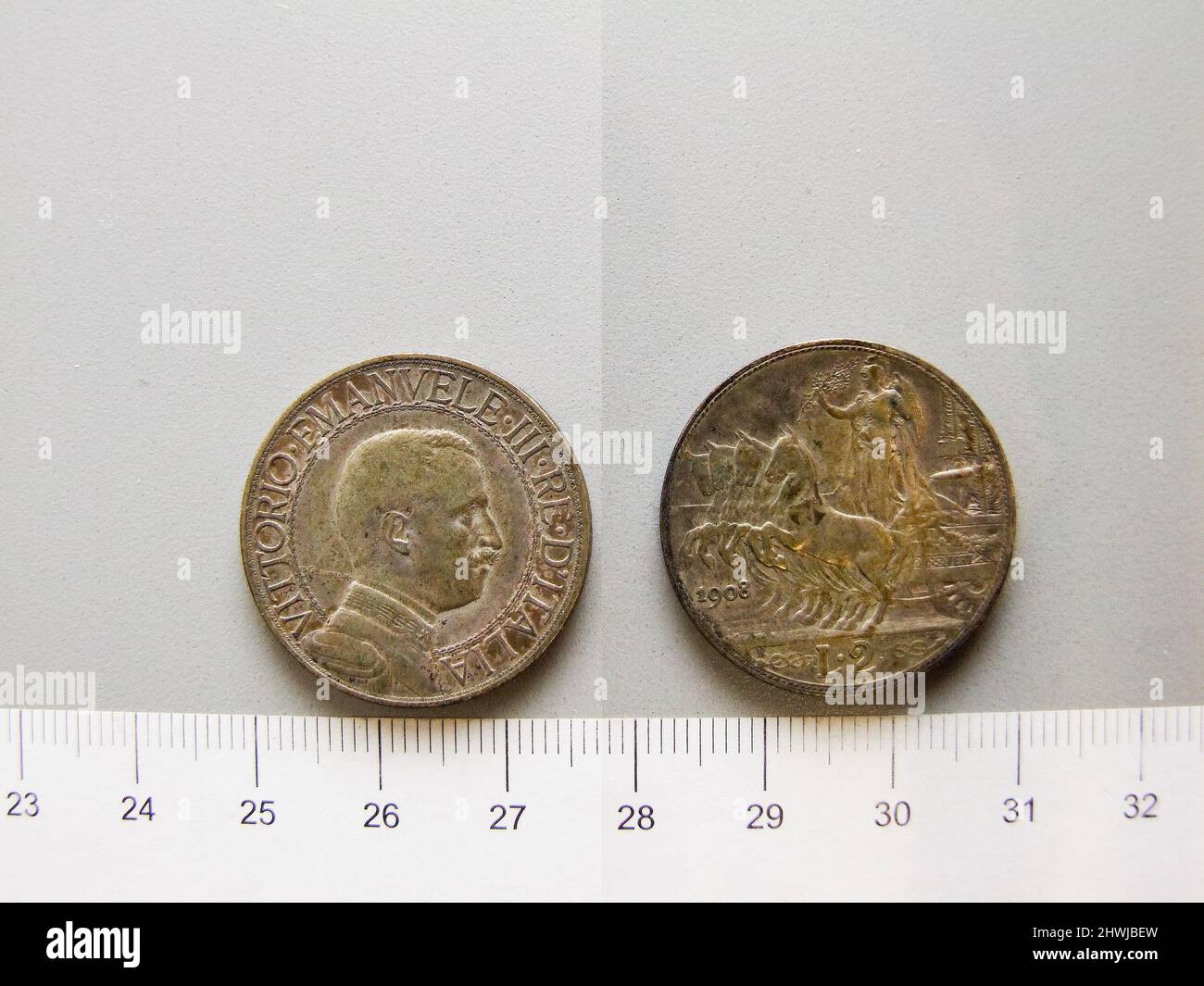 2 Lire of Victor Emmanuel III, King of Italy from Rome. Ruler: Victor ...