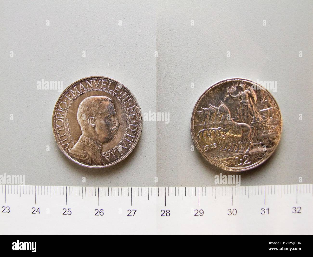 2 Lire of Victor Emmanuel III, King of Italy from Rome. Ruler: Victor ...