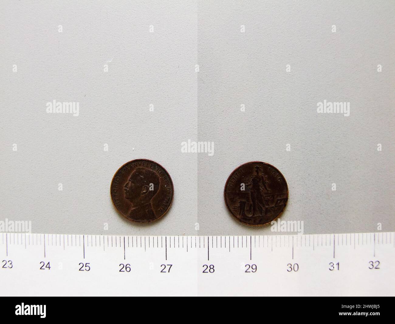 1 Centesimo of Victor Emmanuel III, King of Italy from Rome. Ruler ...