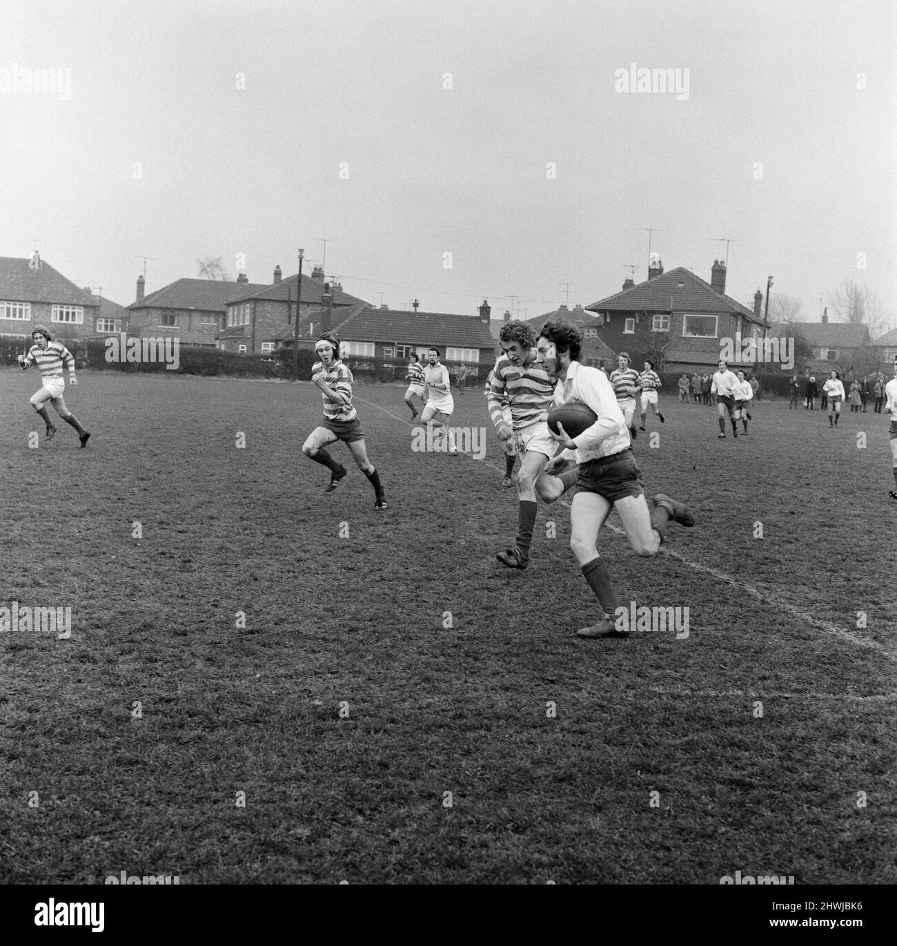 Rugby match in Acklam, Middlesbrough. 1971 Stock Photo - Alamy