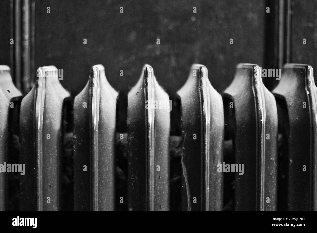 Vintage heavy iron radiator heating element with a repeat pattern of ...