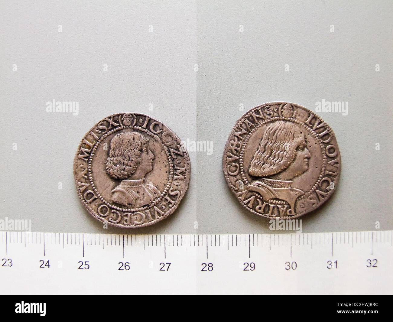 1 Teston of Galeazzo Maria Sforza, Duke of Milan; Ludovico Maria Sforza ...