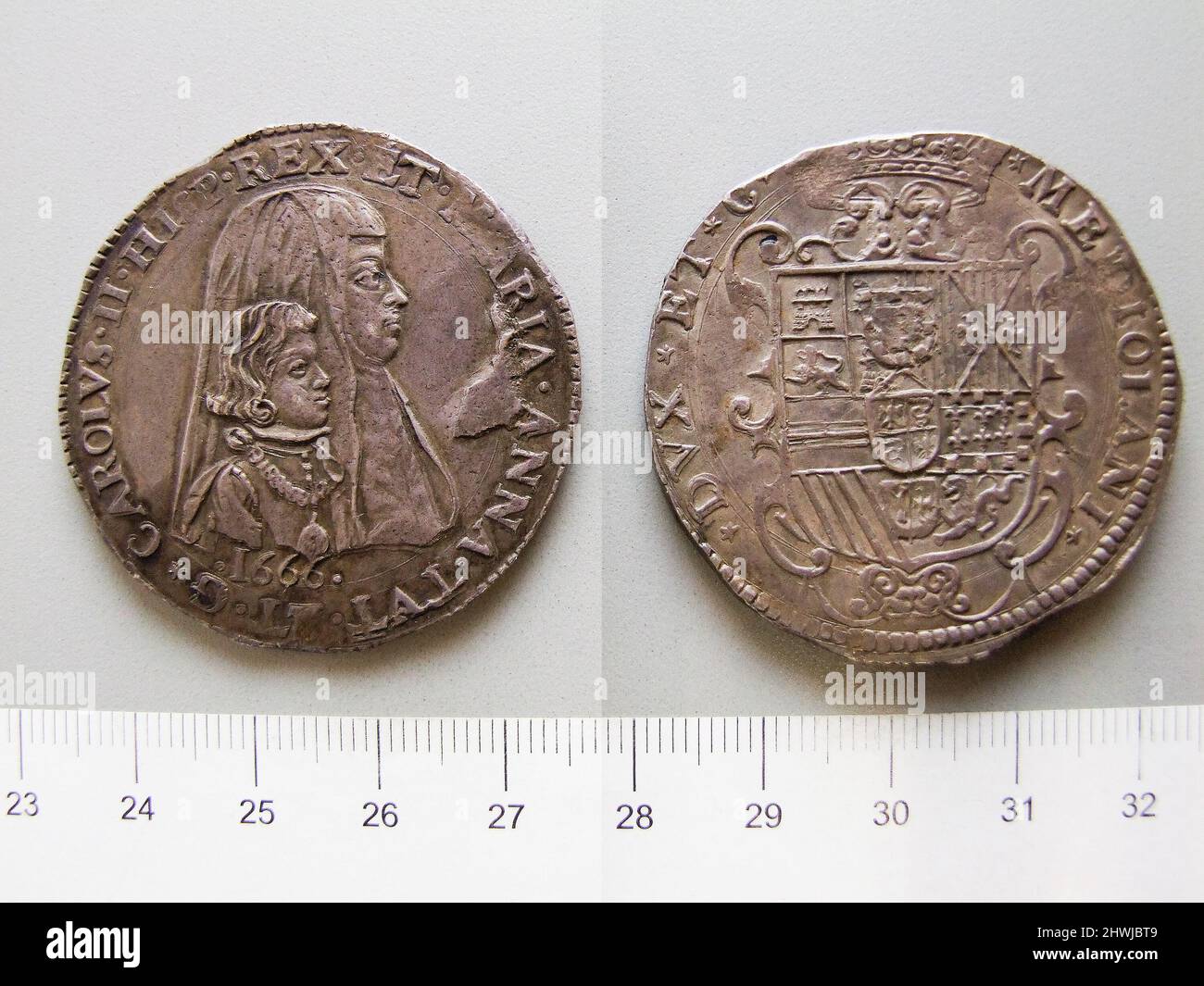 1 Scudo of Charles II, King of Spain from Milan. Ruler: Charles II ...