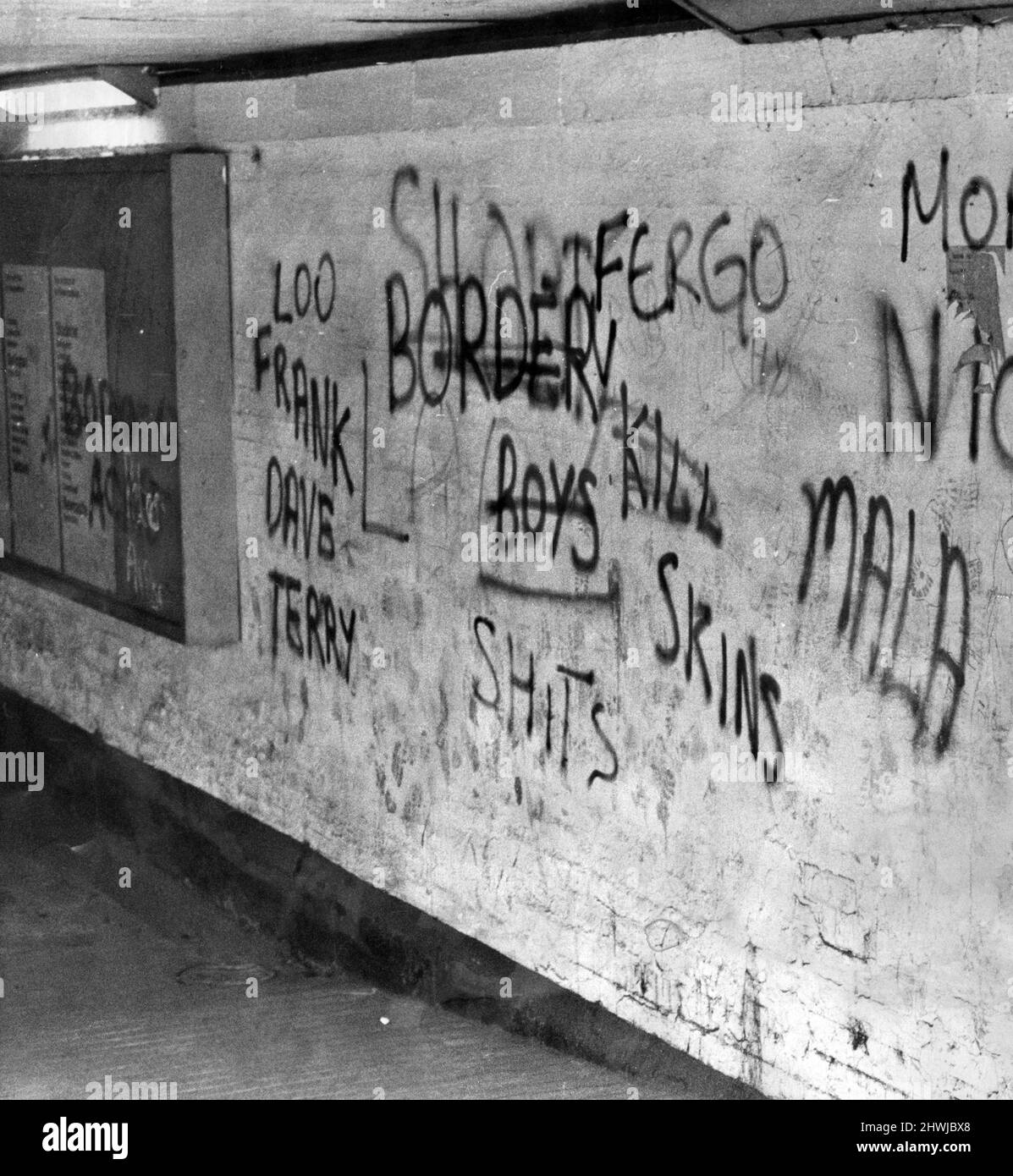 Graffiti in the subway beneath Middlesbrough railway station. October ...