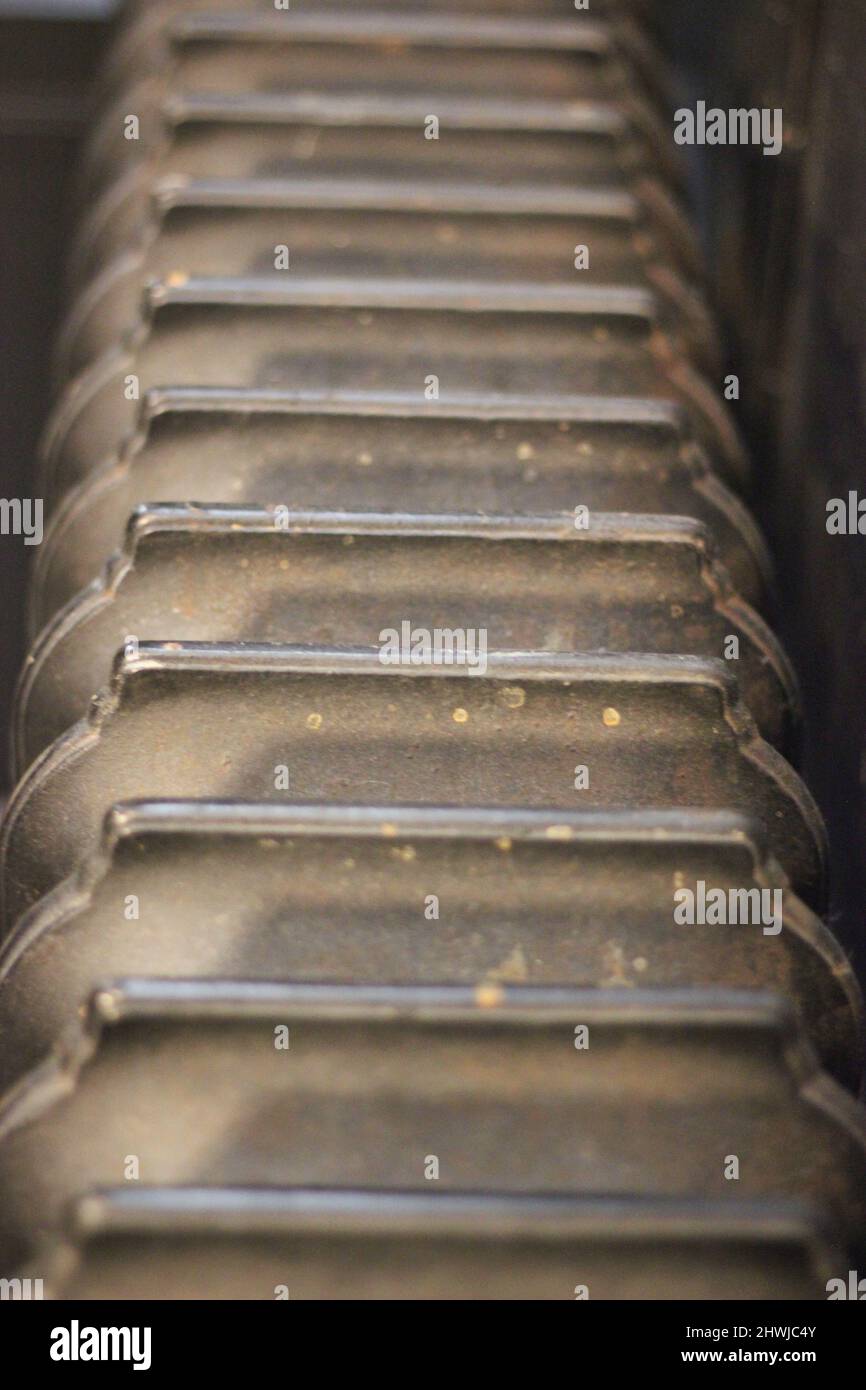 Vintage heavy iron radiator heating element with a repeat pattern of ...
