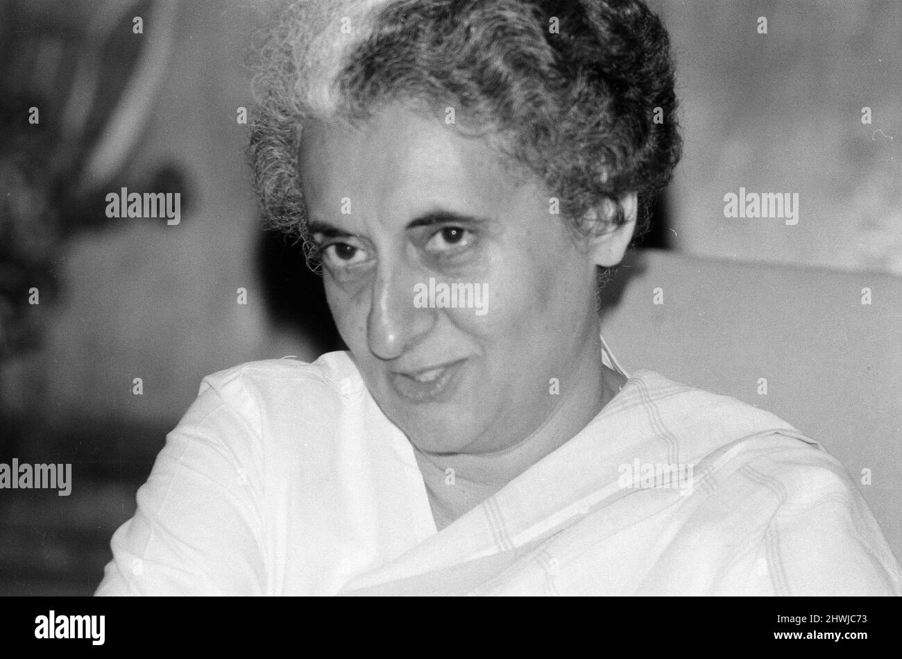 Indira Gandhi, Prime Minister of India, photographed in her office in ...