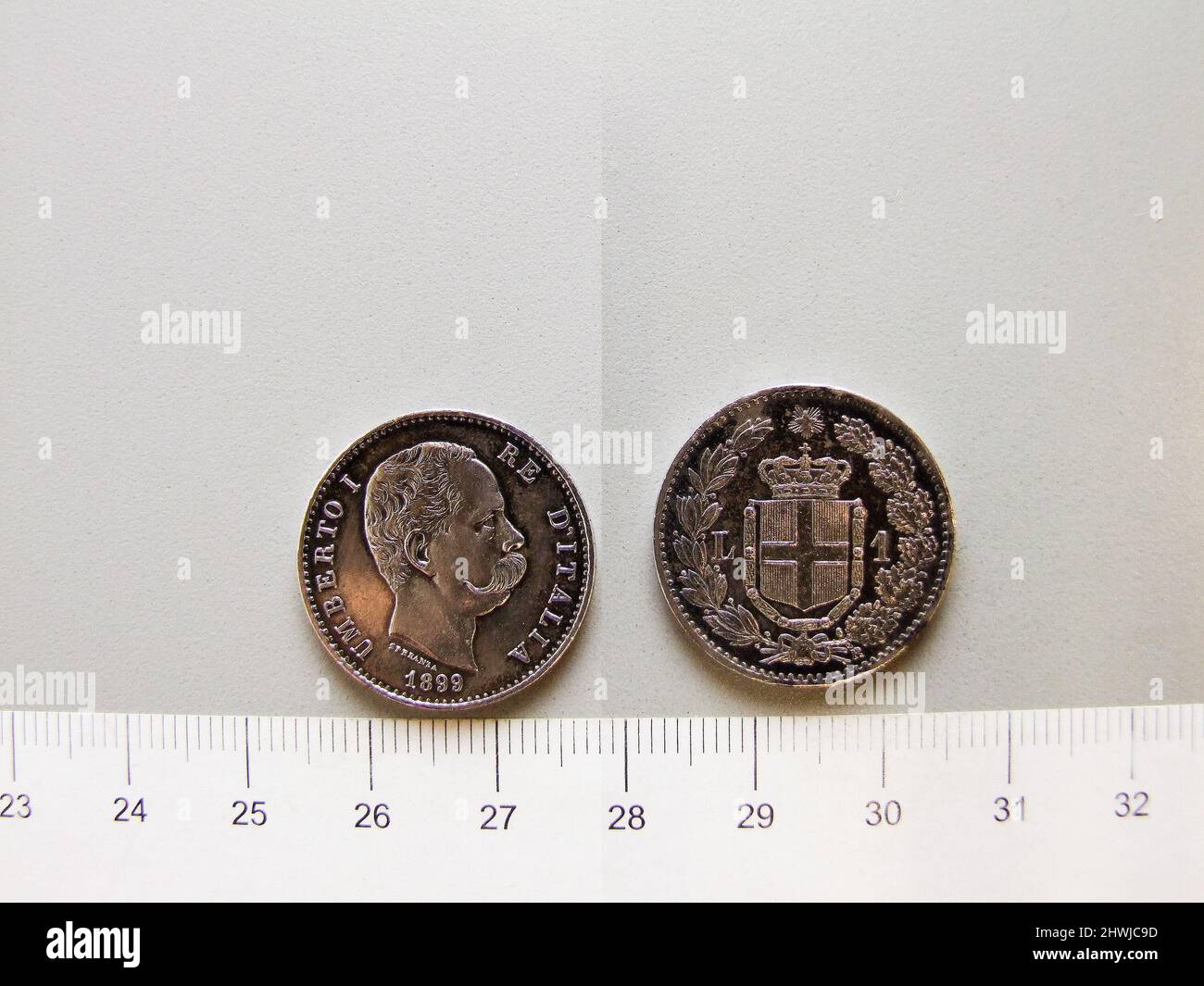 1 Lira of Umberto I from Rome. Ruler: Umberto I, King of Italy, 1844 ...