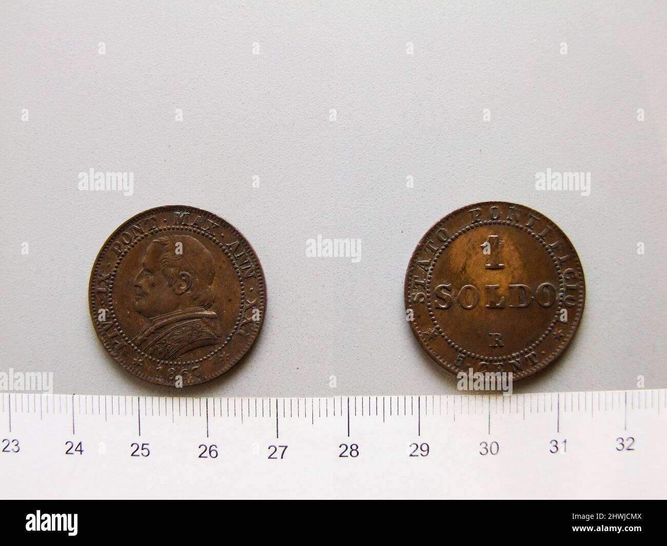 1 Soldo of Pope Pius IX from Rome. Ruler: Pope Pius IX, Italian, 1792 ...