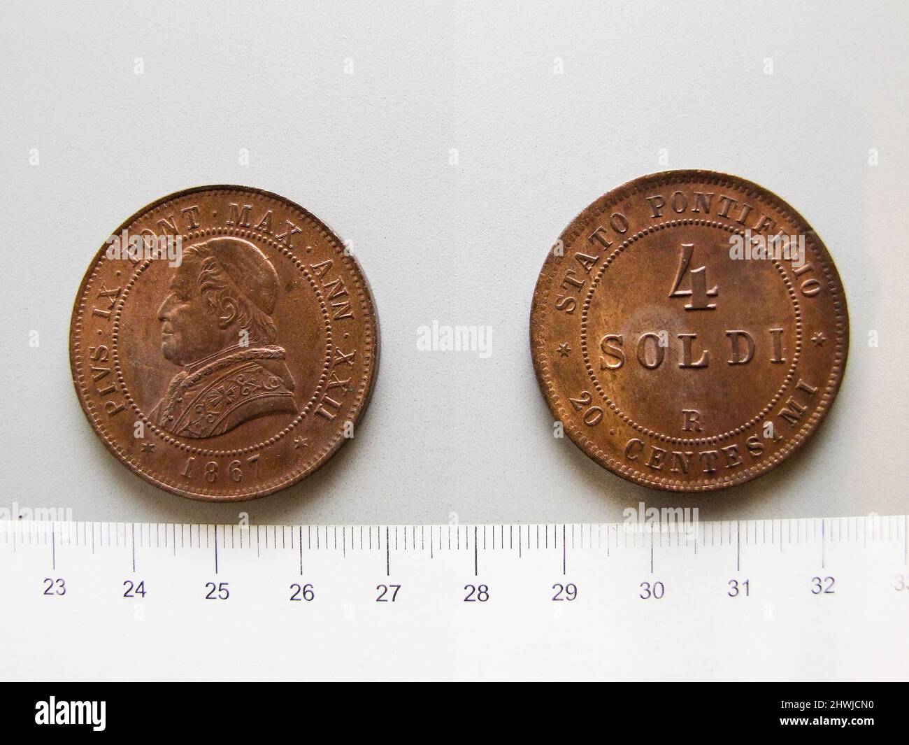 4 Soldi of Pope Pius IX from Rome. Ruler: Pope Pius IX, Italian, 1792 ...