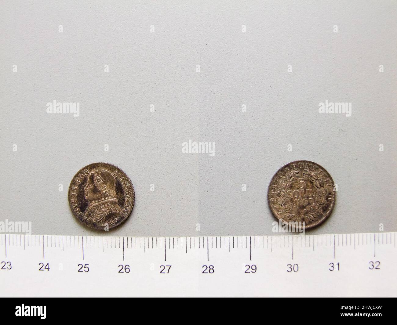 5 Soldi of Pope Pius IX from Rome. Ruler: Pope Pius IX, Italian, 1792 ...