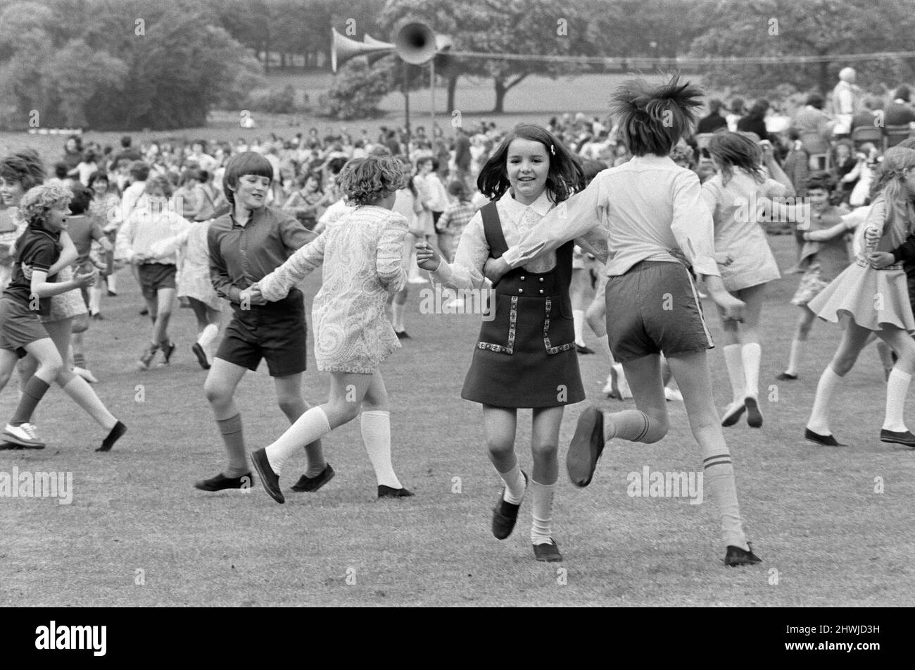 Children country dancing in Teesside. 1972 Stock Photo - Alamy