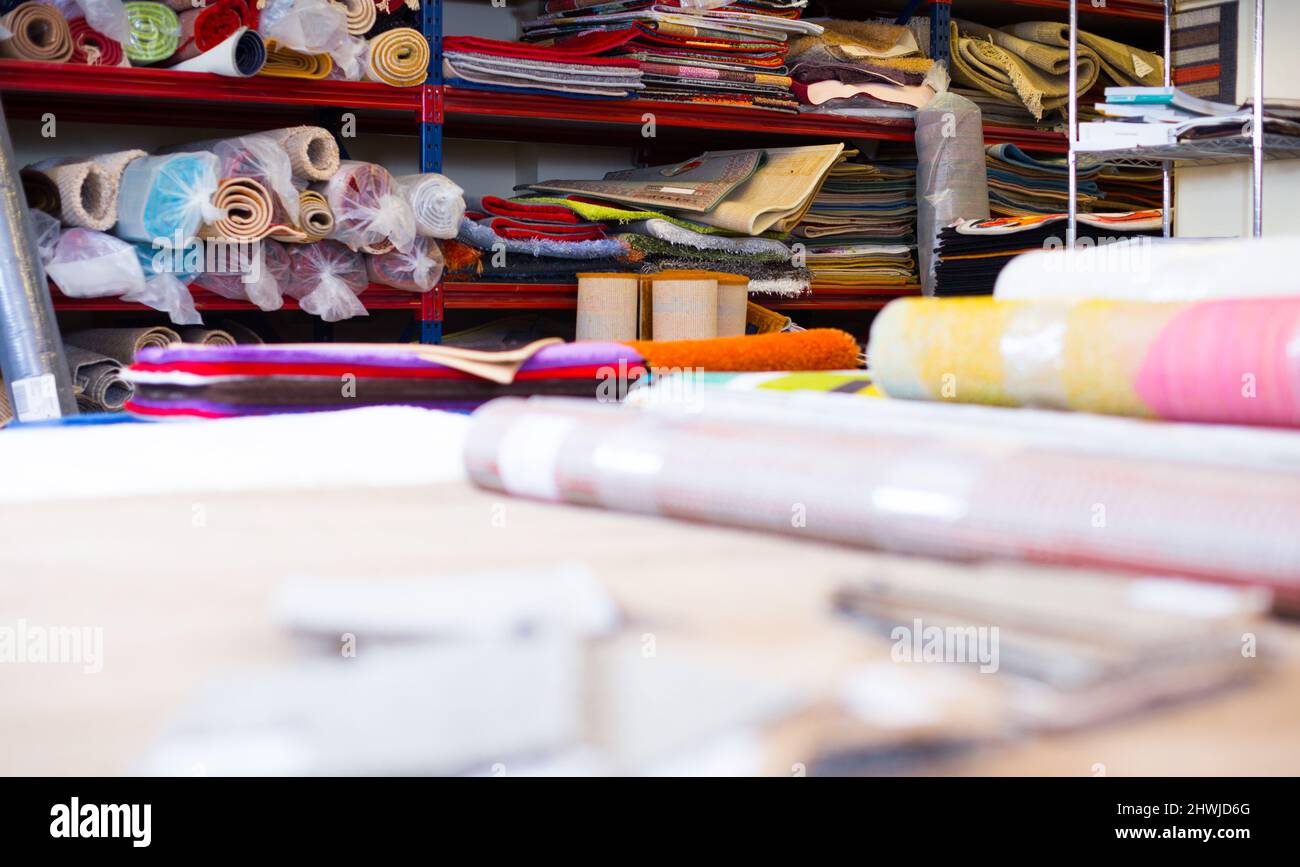 image of different roll carpet Stock Photo - Alamy