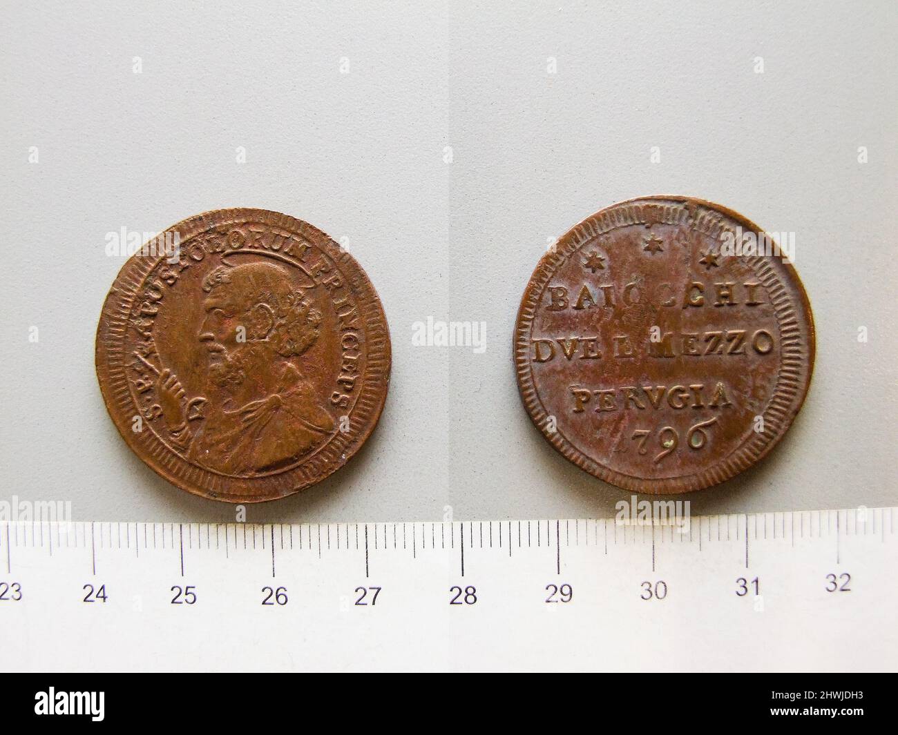 2 1/2 Baiocchi of Pope Pius VI from Perugia. Ruler: Pope Pius VI ...