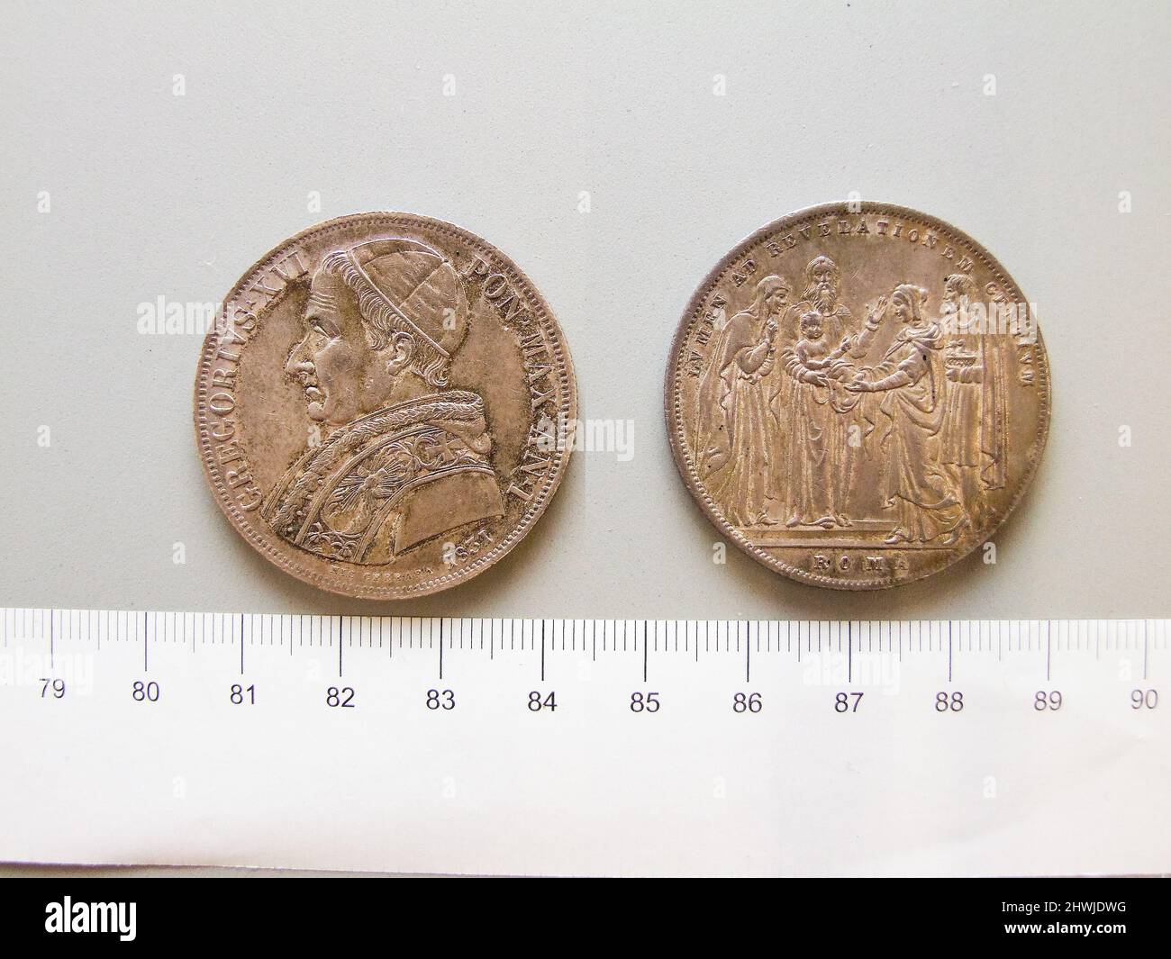 1 Scudo of Pope Gregory XVI from Rome. Ruler: Pope Gregory XVI, Italian ...