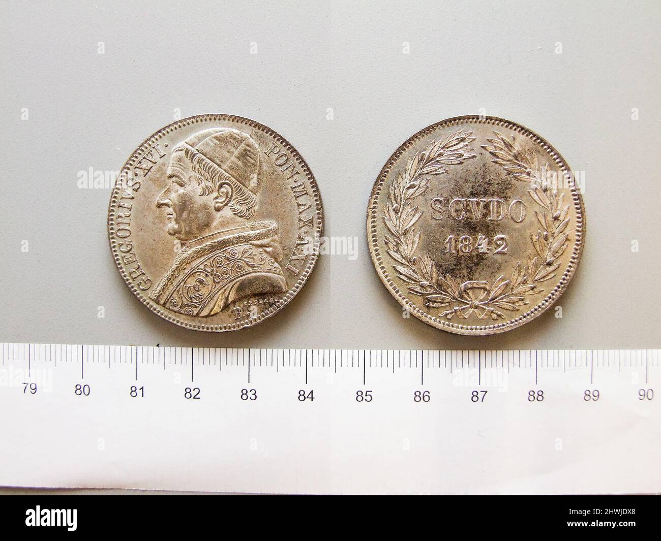 1 Scudo of Pope Gregory XVI from Rome. Ruler: Pope Gregory XVI, Italian ...
