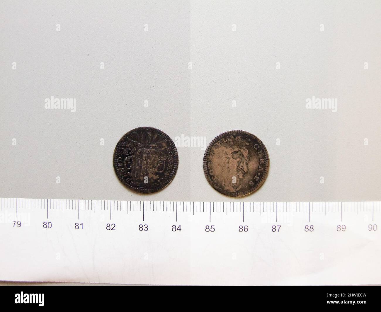 Coin of Pope Benedict XIV from Rome. Ruler: Pope Benedict XIV, Italian ...