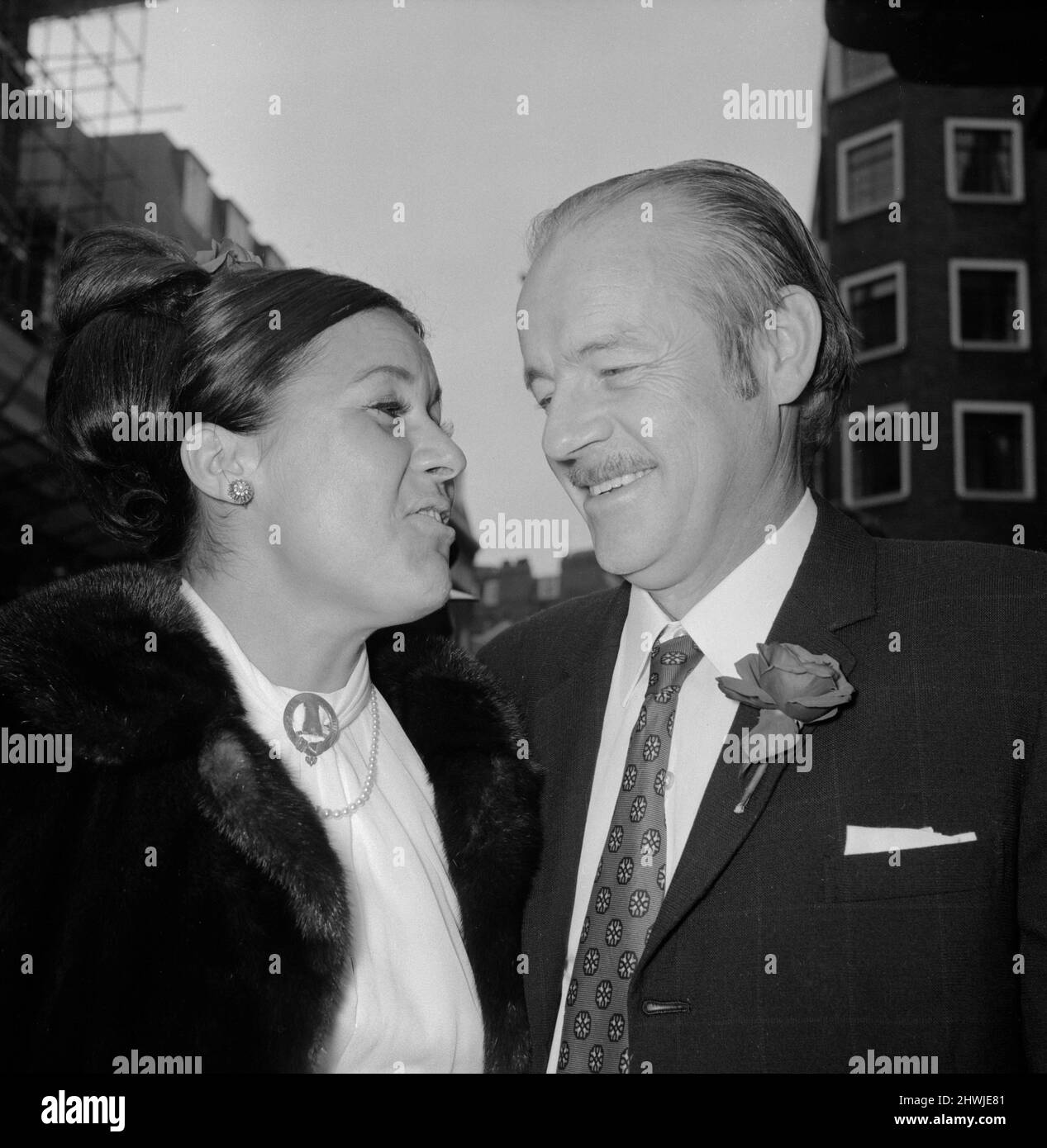 Scottish thriller writer Alistair MacLean after his wedding to Mary ...