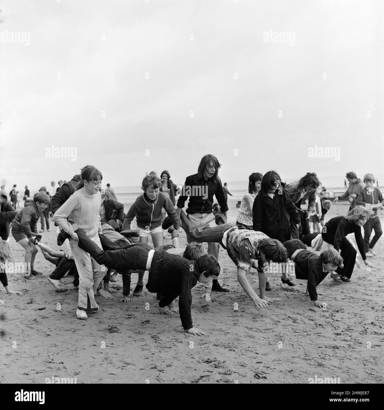 Holidaymakers at Redcar. 1971 Stock Photo - Alamy