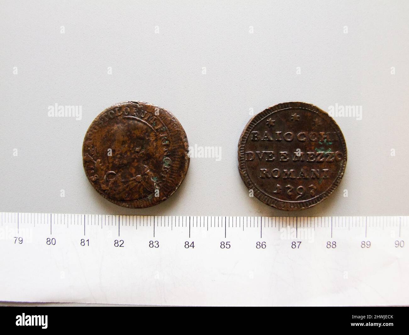 2 1/2 Baiocchi of Unknown ; Pope Pius VI from Rome. Artist: Unknown ...