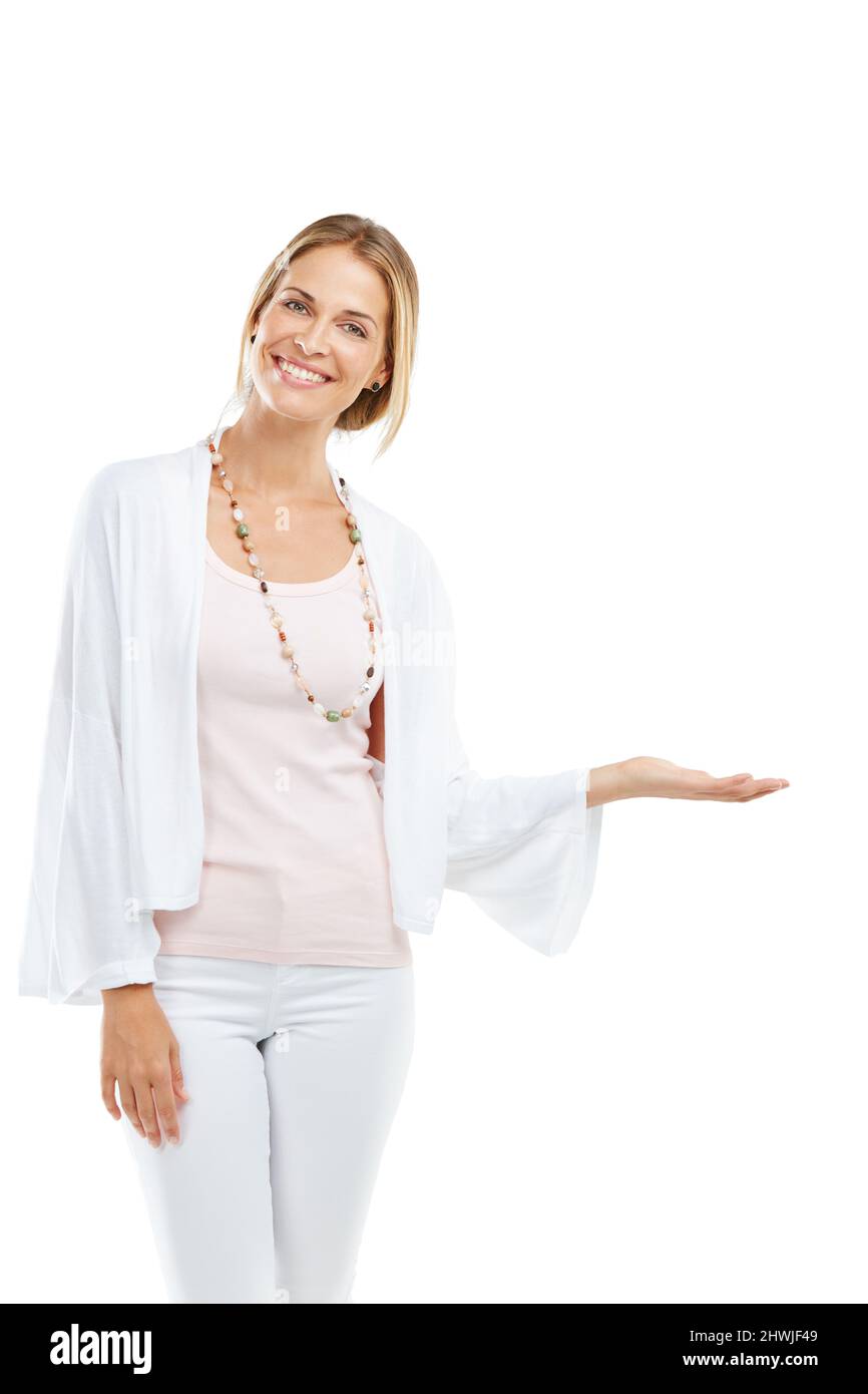 Woman presenting Cut Out Stock Images & Pictures - Alamy