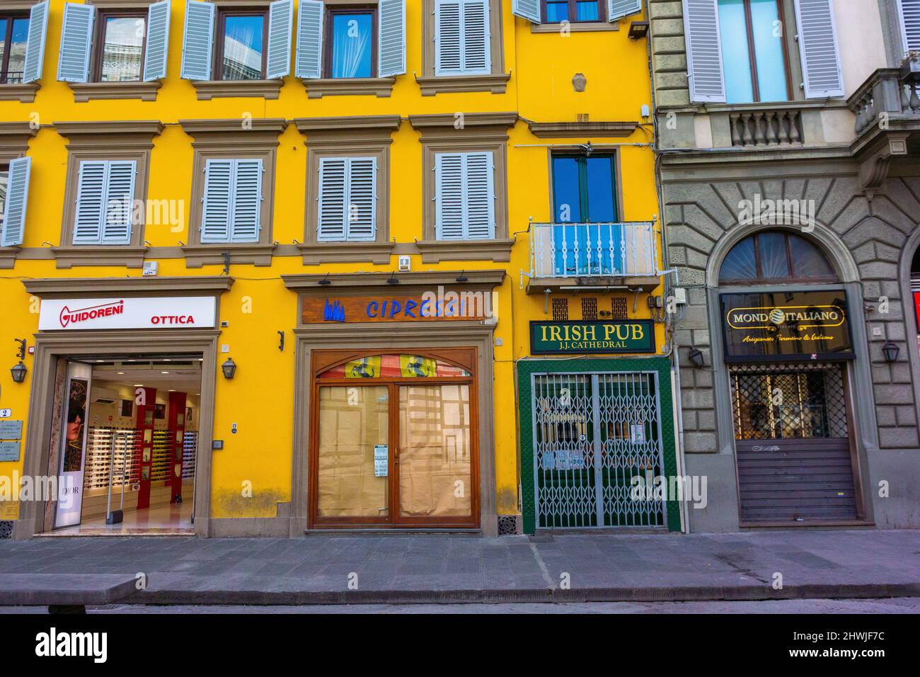 Florence, Italy, Shops Fronts on "Piazza del Duomo", Town Square, Old ...