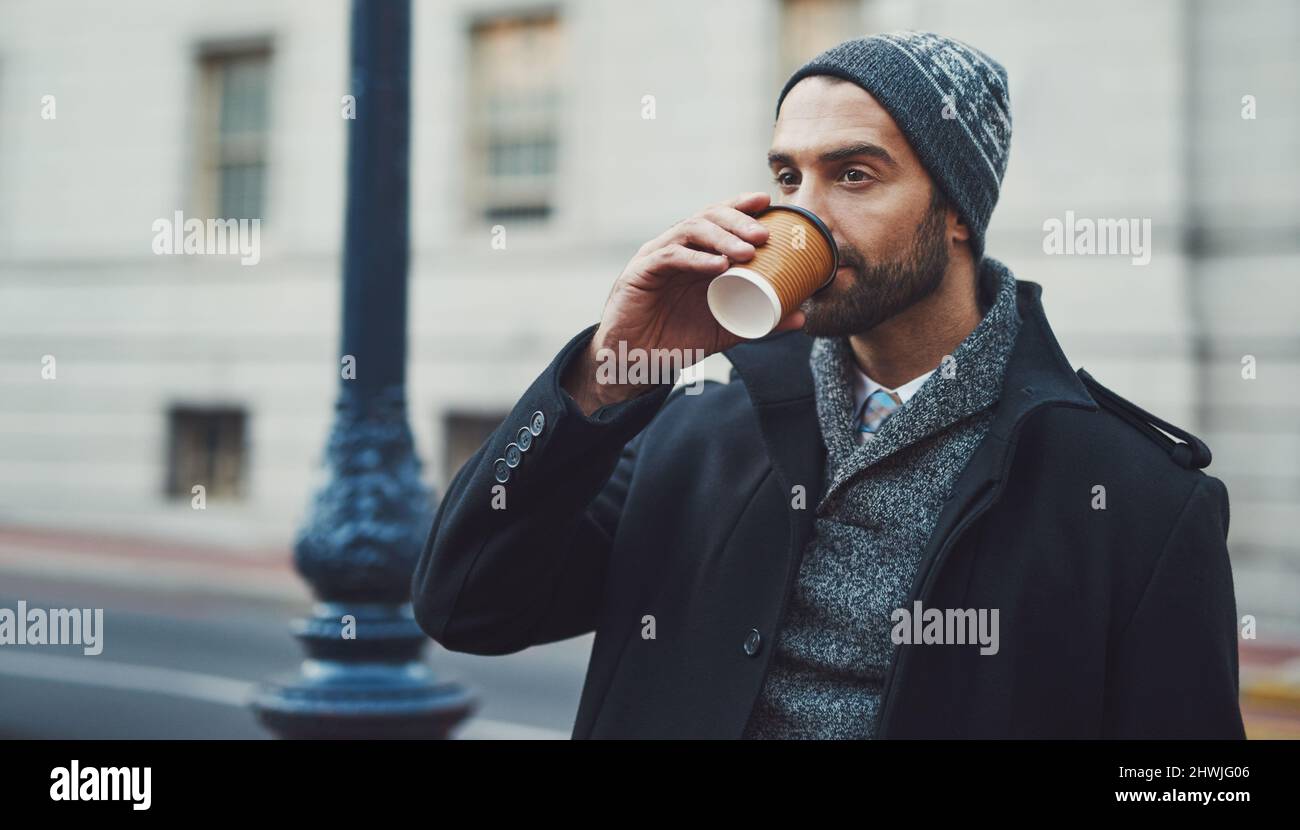 Male model drinking coffee hi-res stock photography and images - Alamy