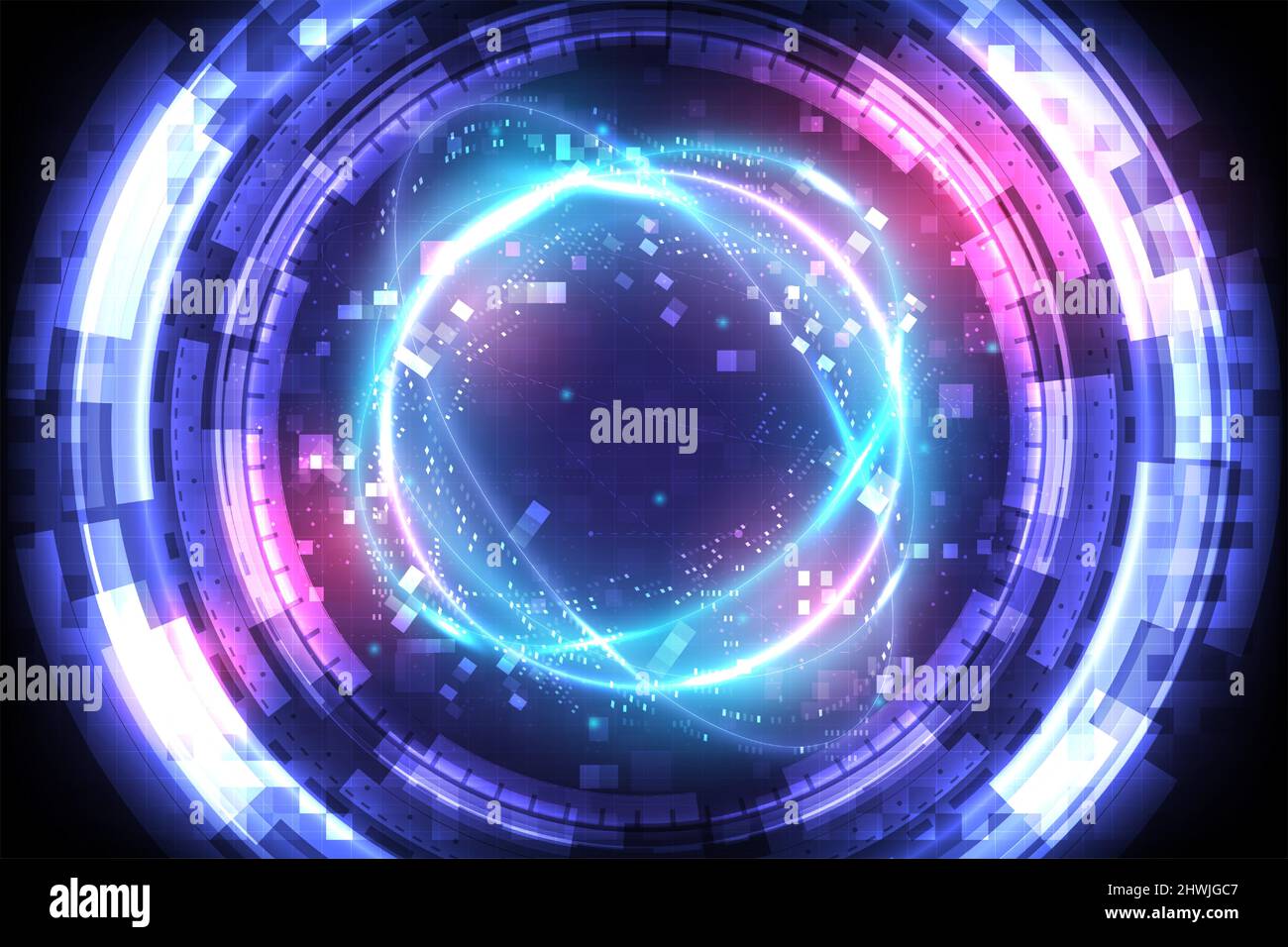 Time machine Glowing HUD circle. Abstract technology background. Power ...
