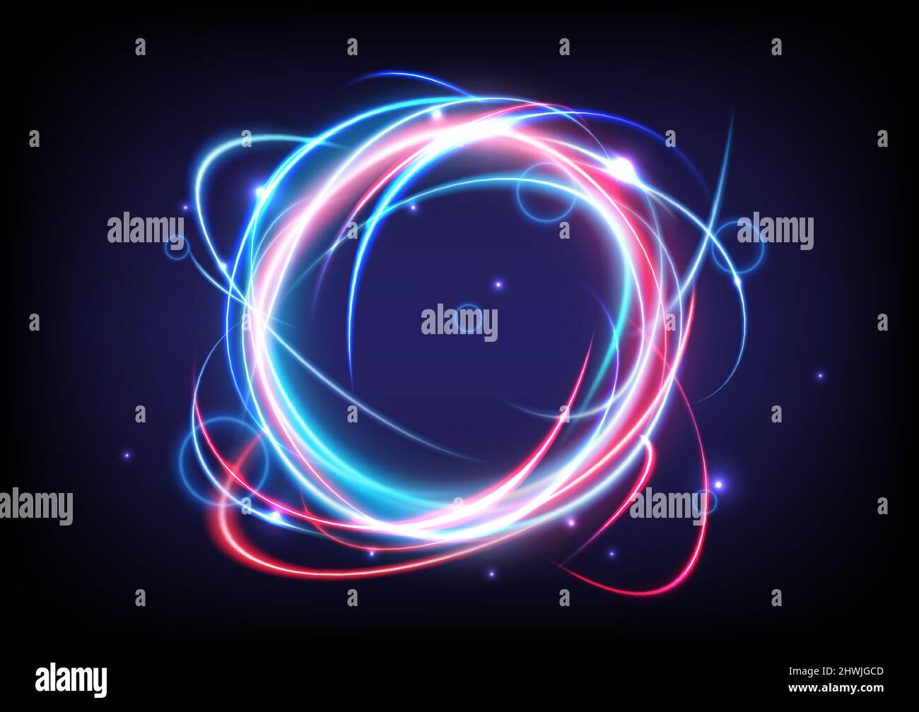 Technology glowing swirl light effect. Magic abstract frame ring. Power ...