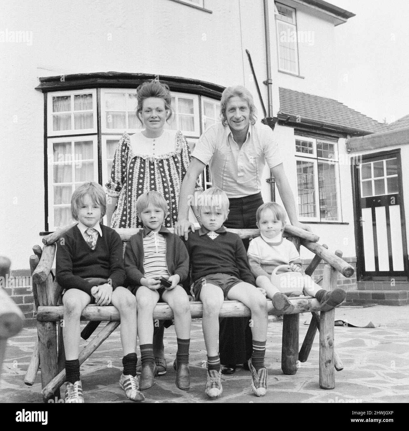 Denis Law, Manchester City football player, pictured at home with ...