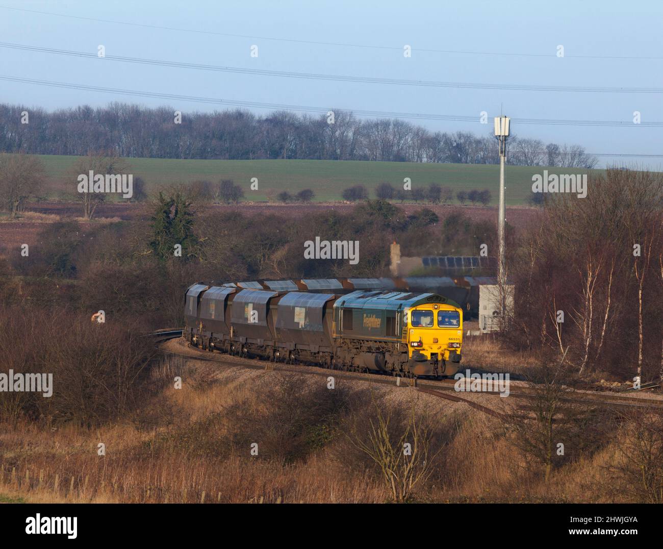 Freightliner class 66 locomotive 66531 passes Burton Salmon (East of ...