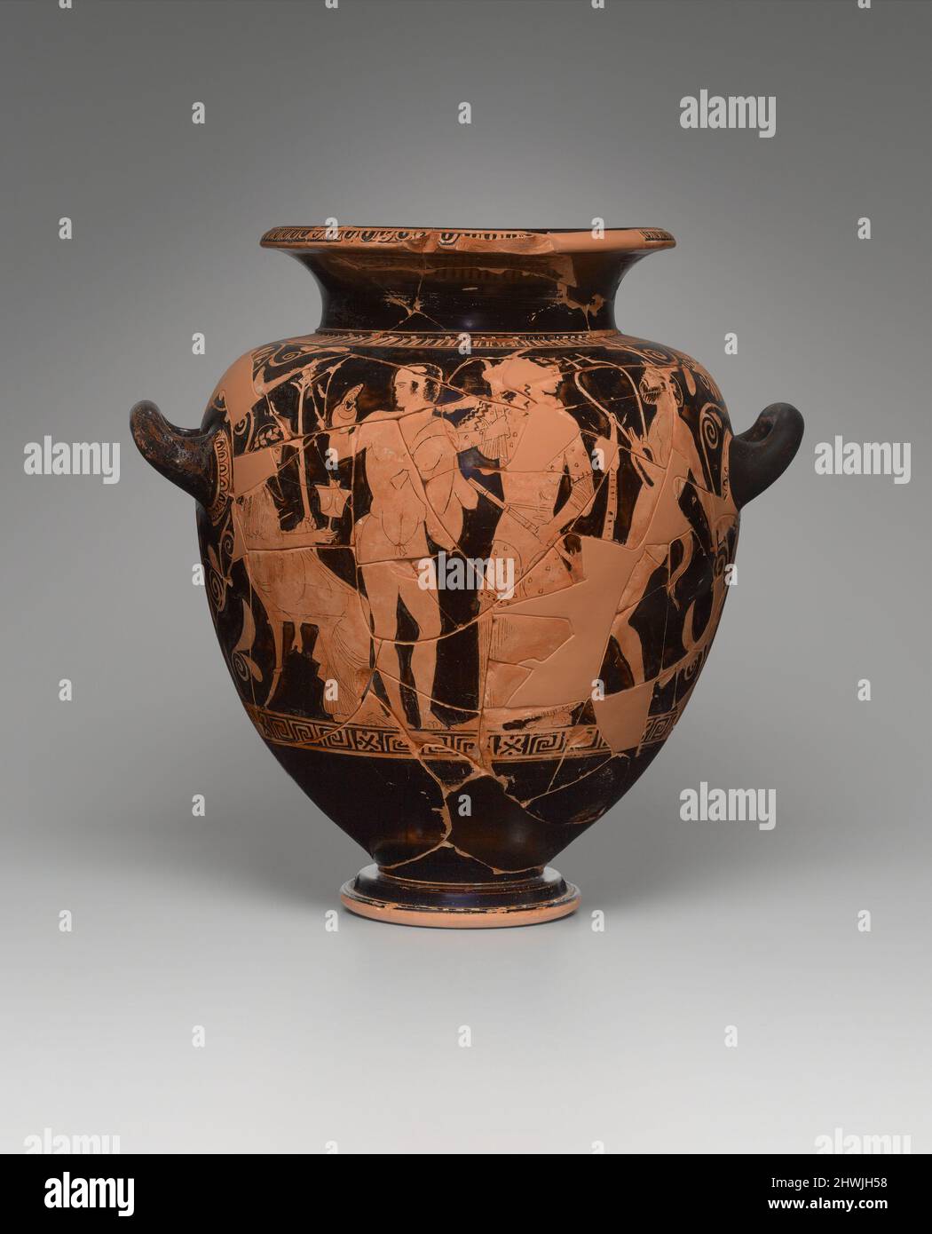 Red-figure stamnos with Dionysos, satyrs, and maenad. Artist: Midas ...