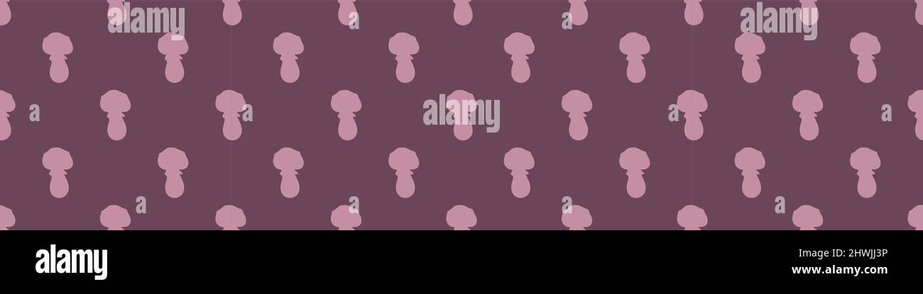 Hand drawn wild mushroom vector border. Seamless trendy purple biology ...