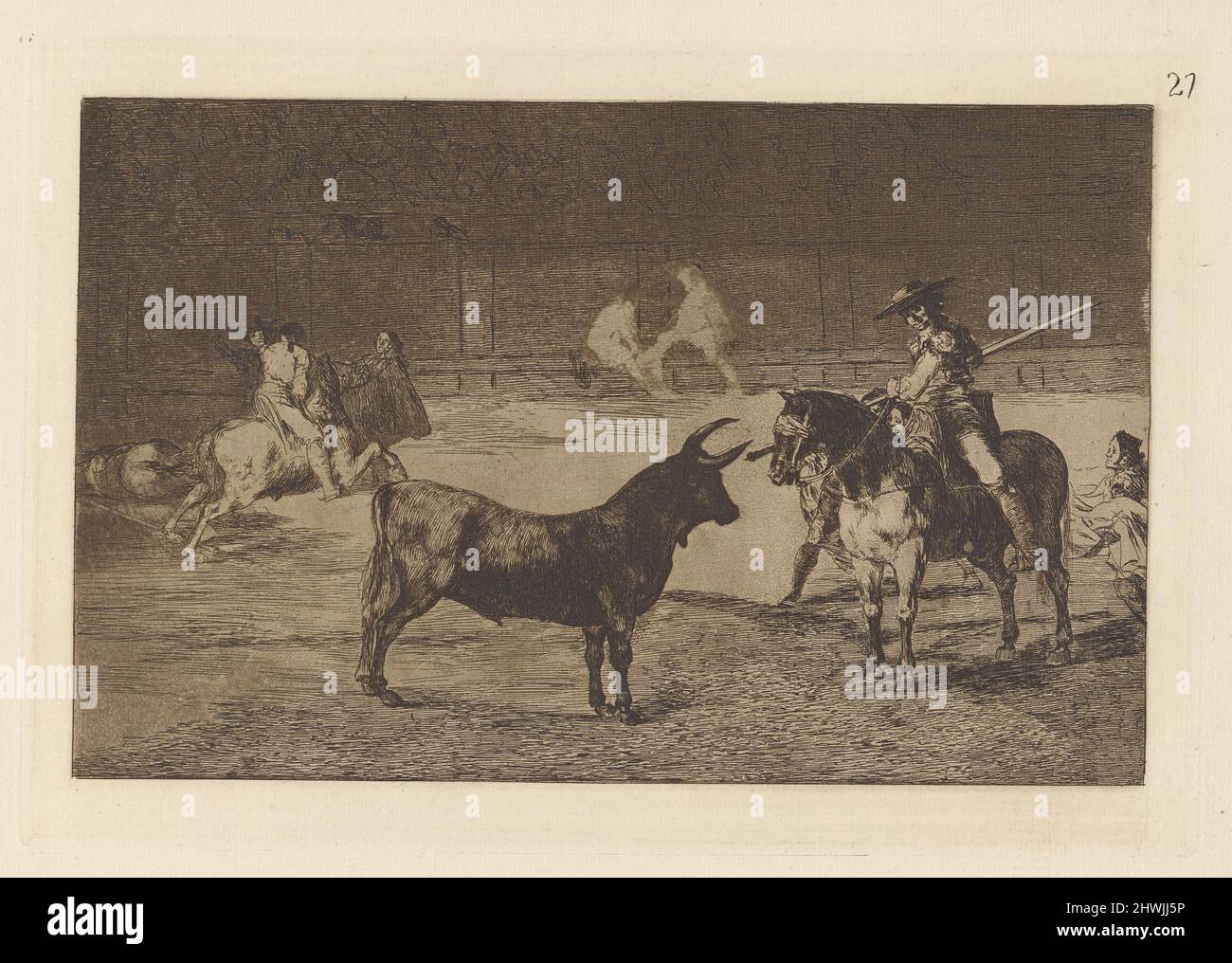 El célebre Fernando del Toro, barilarguero, obligando á la fiera con su ...