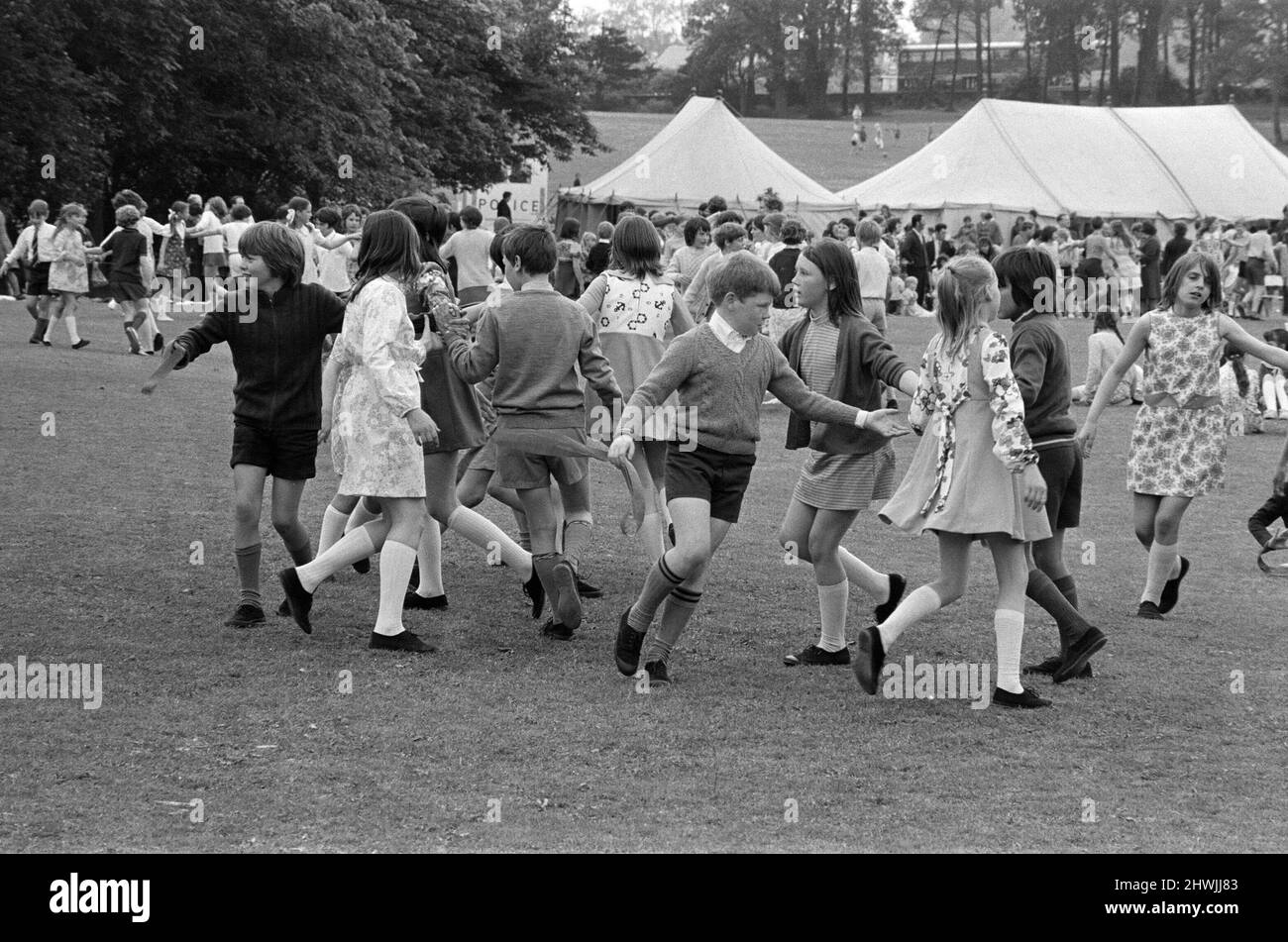 Children country dancing in Teesside. 1972 Stock Photo - Alamy