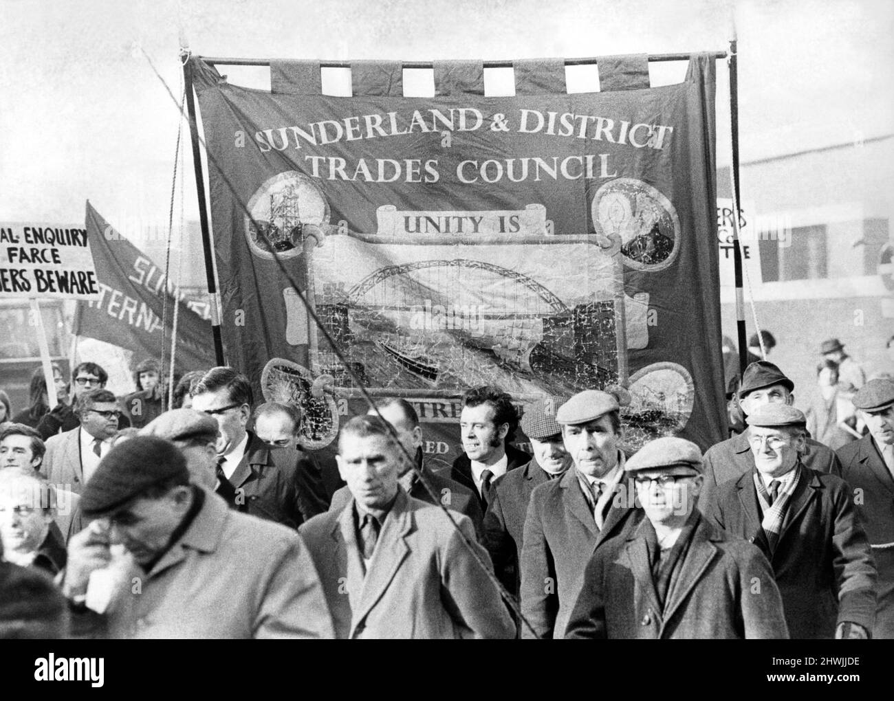 The National Miners Strike 1972 Miners parade with their banners 12 ...