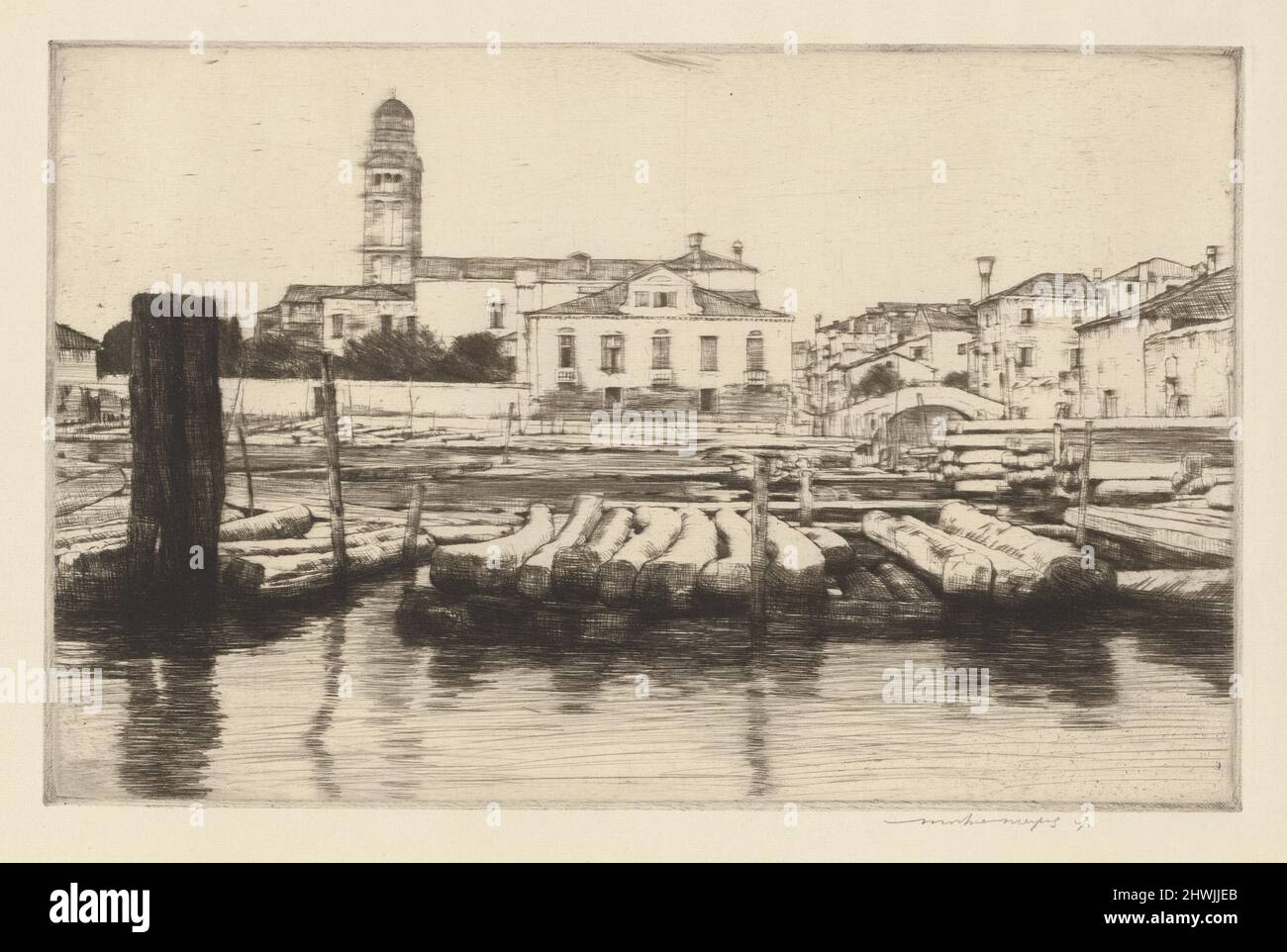 Timber Shore of the Brenta. Artist: Mortimer Menpes, British, 1855–1938 ...