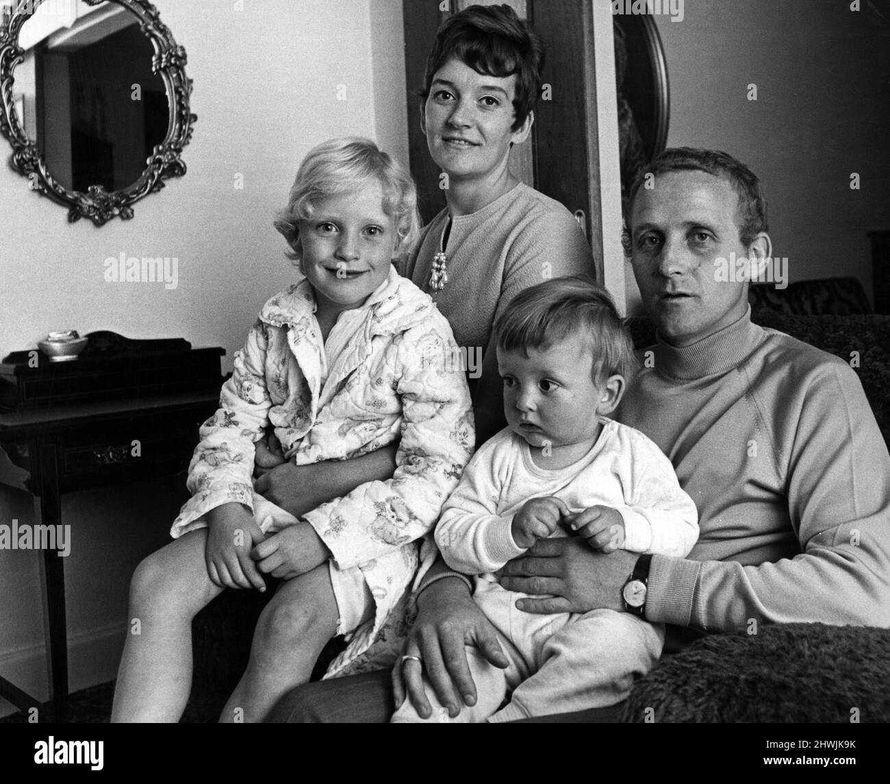 Footballer Alex Young relaxing at his home with his wife Nancy and ...