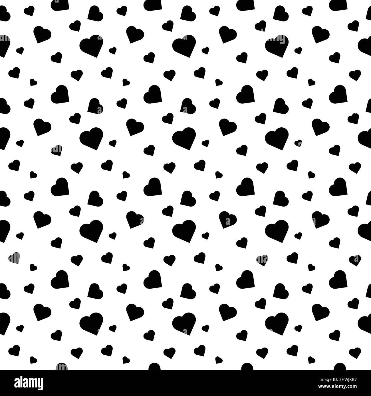 Heart shape vector seamless pattern doodle black and white abstract ...