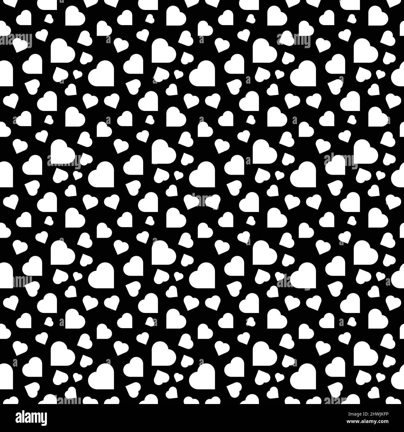 Heart shape vector seamless pattern doodle black and white abstract ...