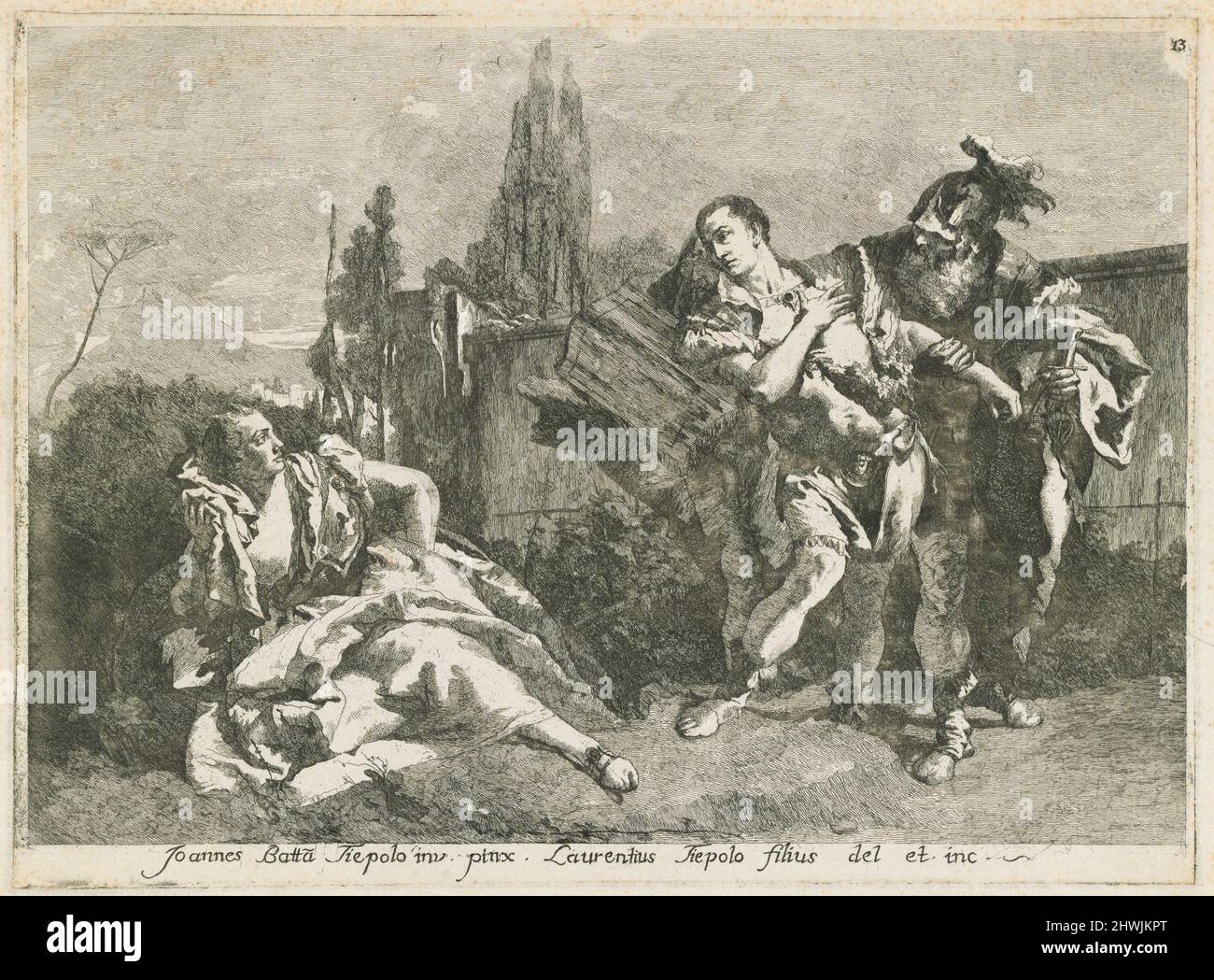 Rinaldo Leaving Armida. Etcher: Lorenzo Baldissera Tiepolo, Italian ...