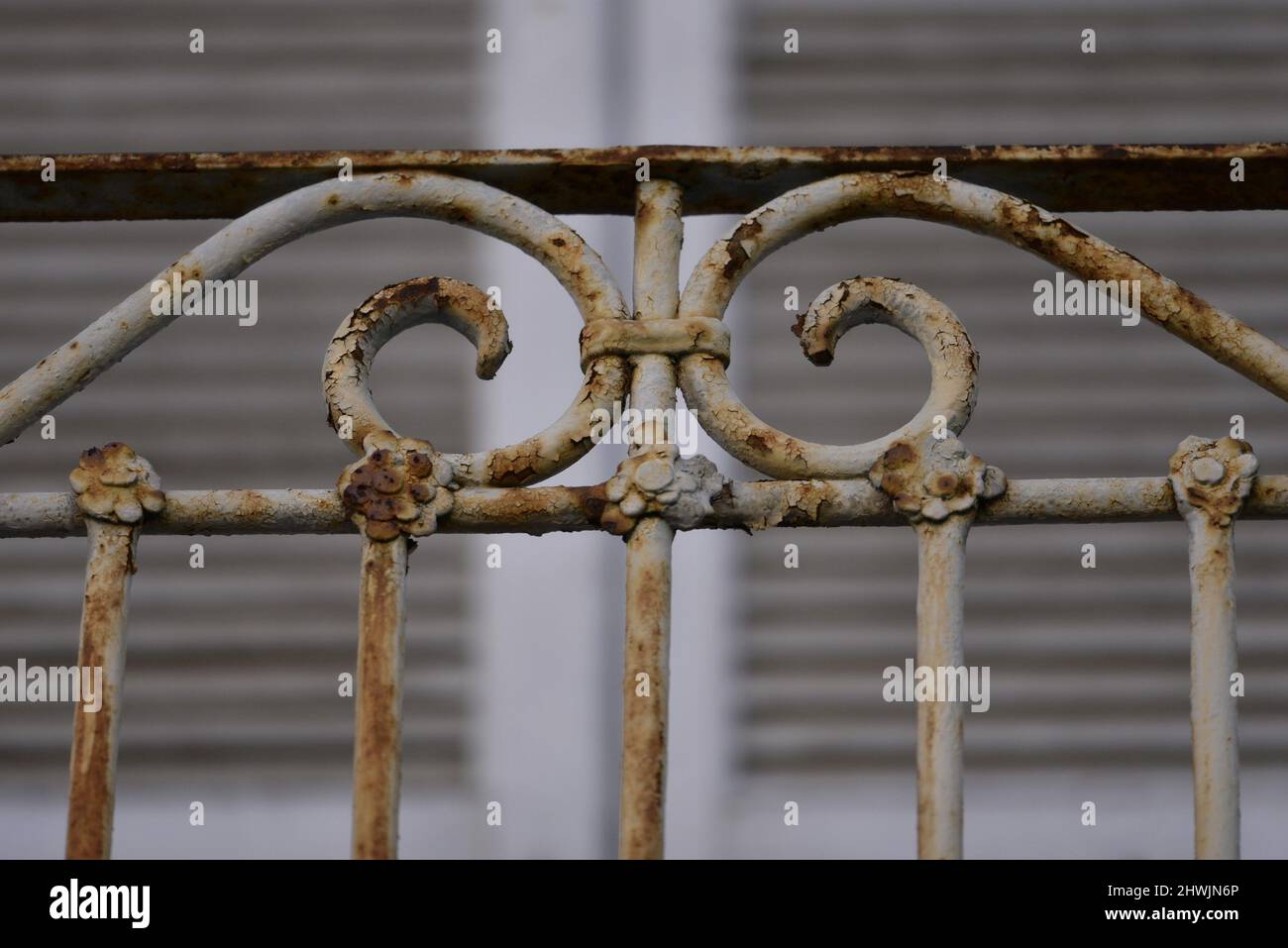 Old Neoclassical house custom made rusty wrought iron balcony railing ...