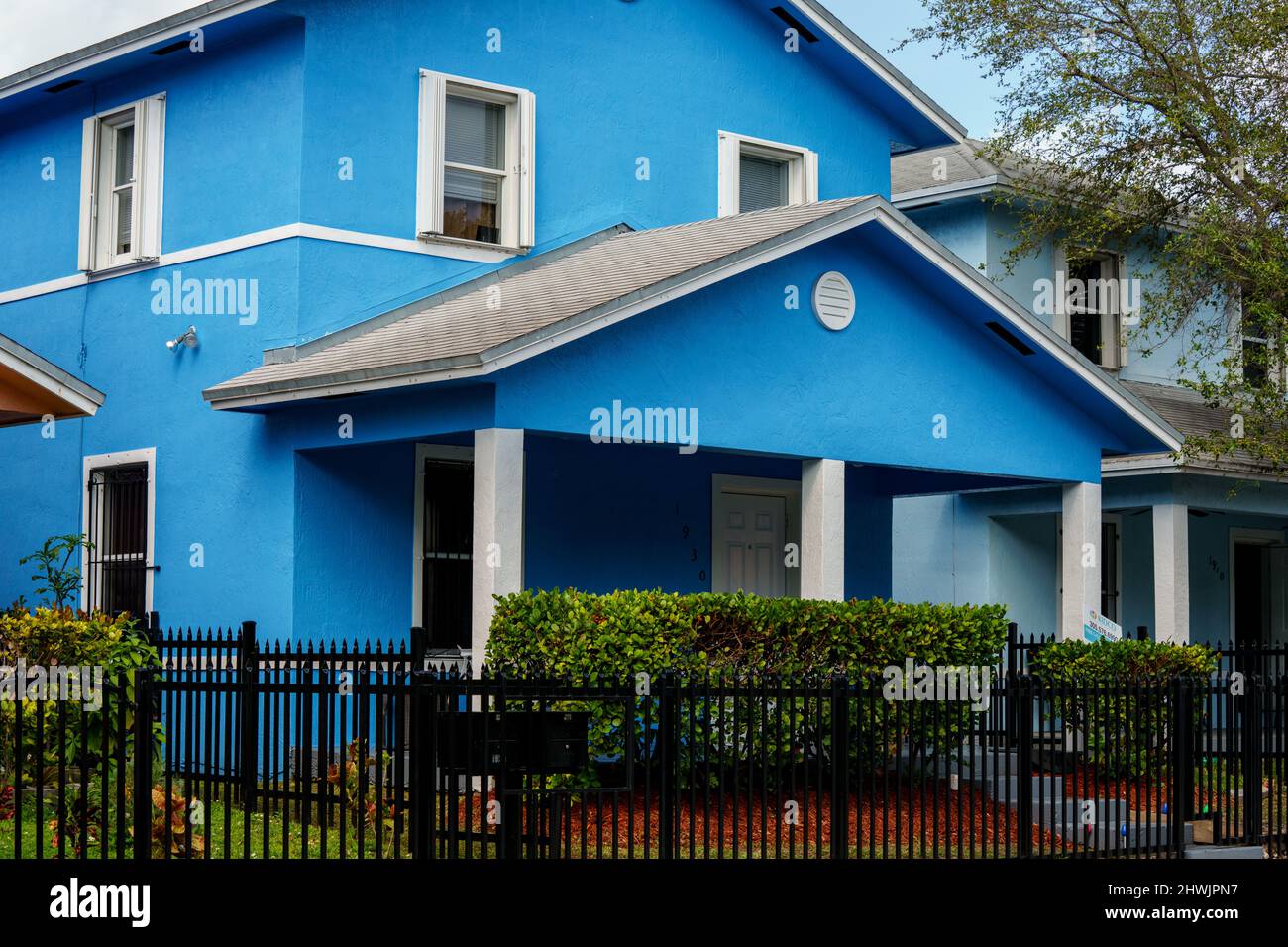 Miami, FL, USA - March 5, 2022: Nice blue house in Overtown Miami Stock ...