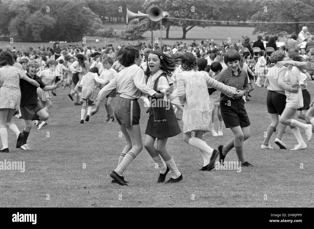 Children country dancing in Teesside. 1972 Stock Photo - Alamy