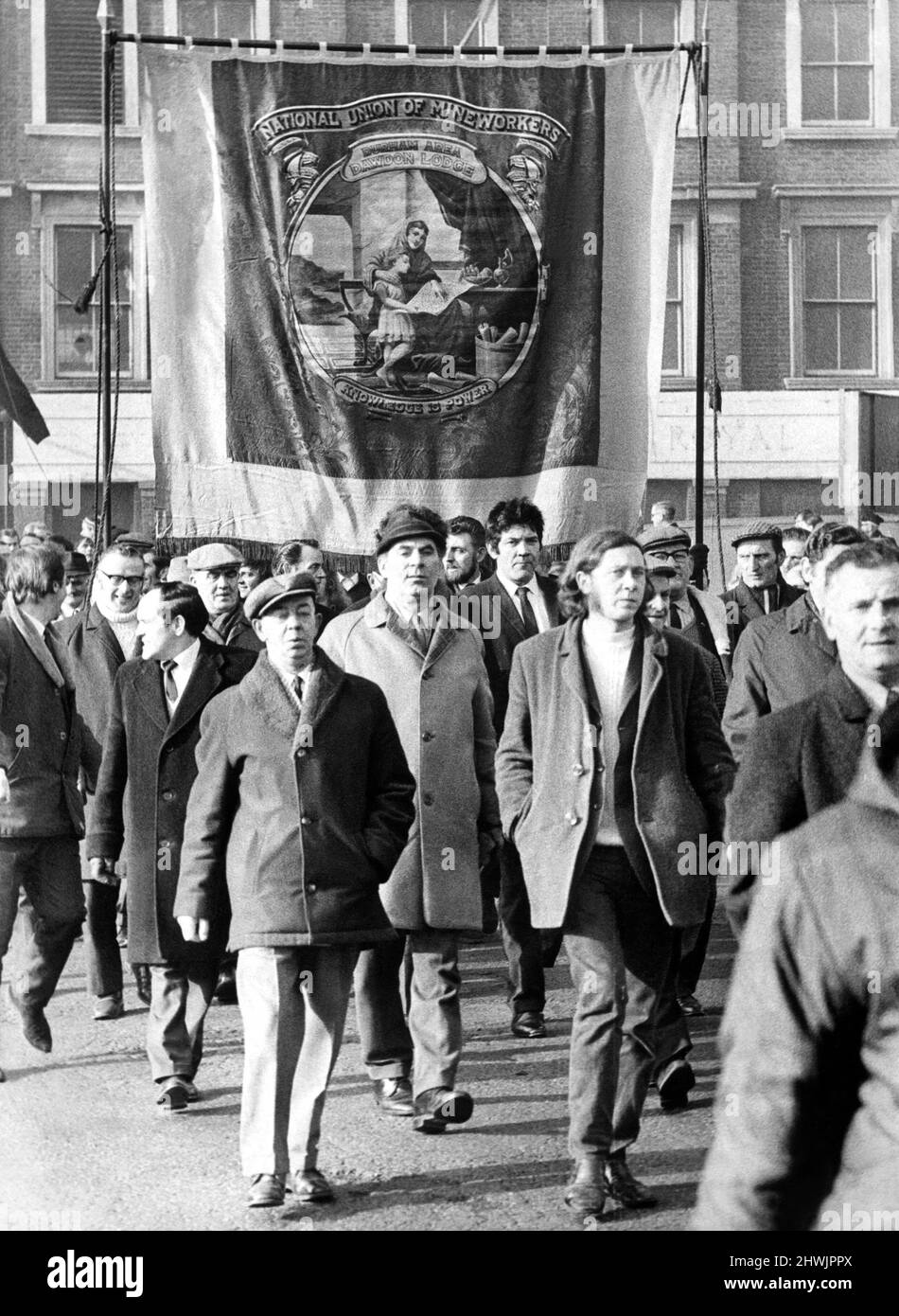 The National Miners Strike 1972 Miners parade with their banners 12 ...
