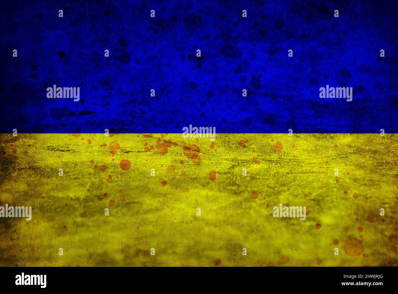 Ukraine flag design with textured and dark stained rustic effect Stock ...