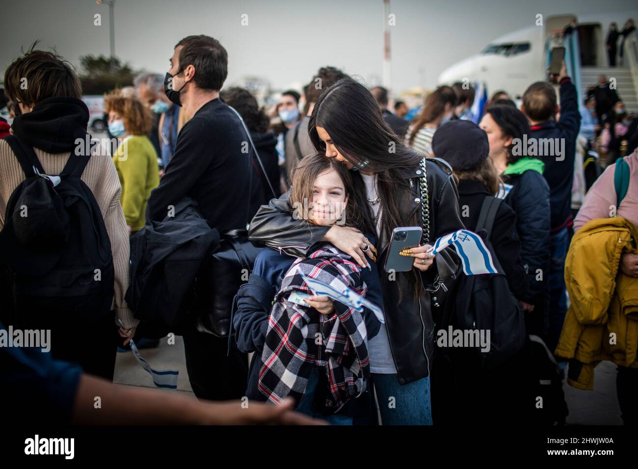 Tel Aviv, Israel. 06th Mar, 2022. Jewish Ukrainian immigrants hold ...