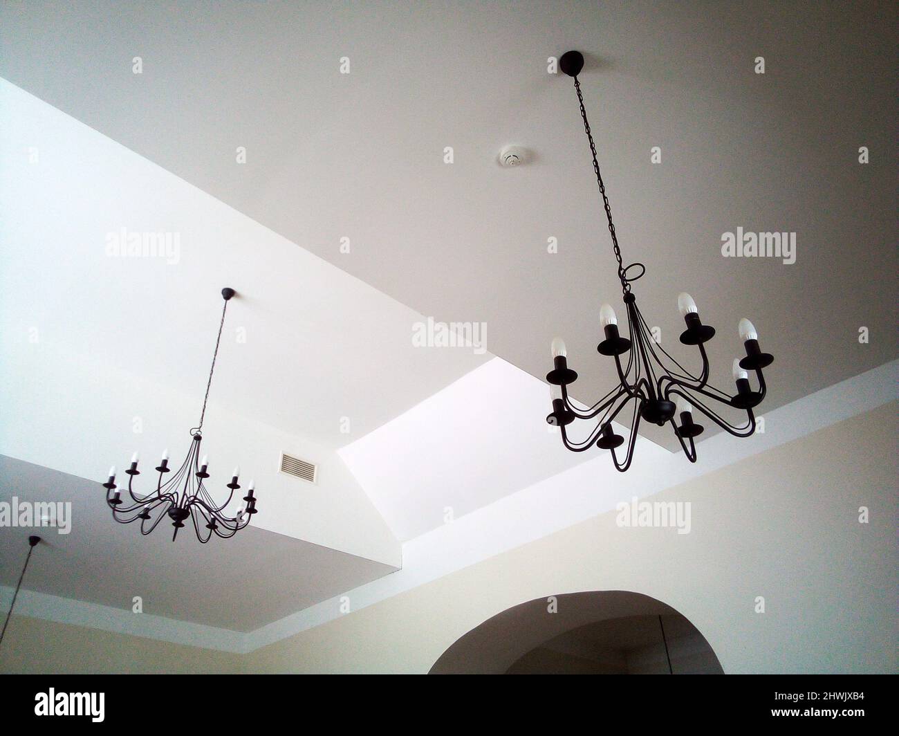 Ceiling design with lighting elements. Interior of the house and rooms ...