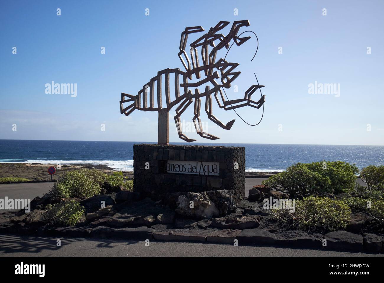 lobster blind albino crab sculpture at the entrance to jameos del agua ...